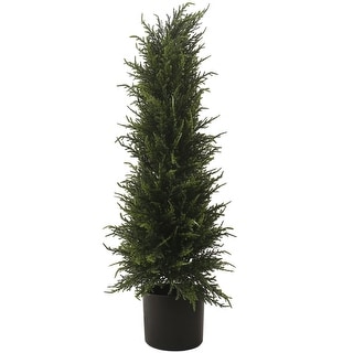 33"/2.75ft Faux Topiaries, Fake Bushes Cedar Cypress Plant, Potted ...