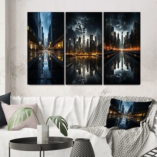 Designart "Skyscrapers Urban Symphony" Cityscapes Wall Art Set Of 3 ...