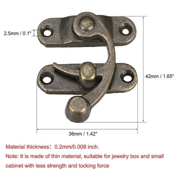 2pcs Vintage Lock Clasp Right Latch Hook Hasp Swing Arm Latch Plated ...