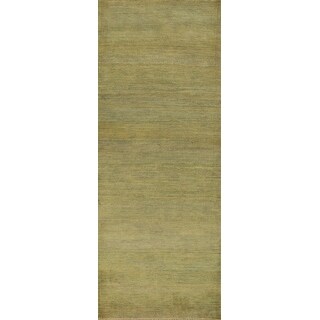 Modern Gabbeh Runner Rug Handmade Green Wool Carpet - 2'10"x 9'7" - Bed ...
