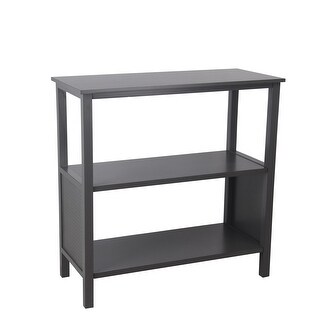 3 Tier Wooden Accent Stand with Texture Side Panels, Dark Gray - Bed ...