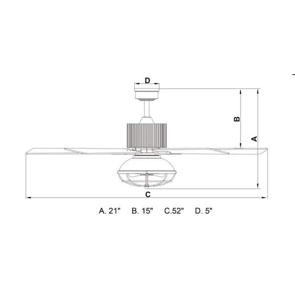 Vaxcel Lighting F0110 Elkhart 52" 5 Blade Indoor 3000K LED Ceiling Fan ...
