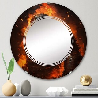 Designart 'Gorilla Fireball' Printed Animals Ape Wall Mirror - Bed Bath ...
