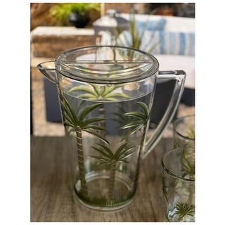 LeadingWare Palm Tree Design Acrylic Water Pitcher with Lid (2.75 ...