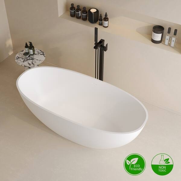Freestanding Oval Shaped Stone Resin Bathtub, Solid Surface Matte White ...