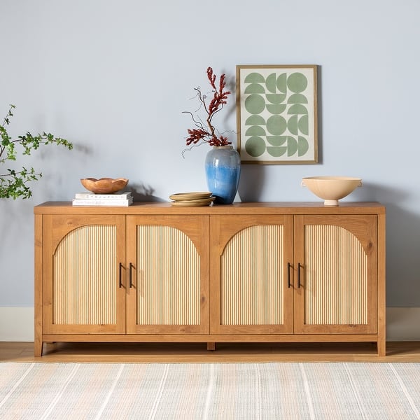 Walker Edison Modern 70-inch Reeded Sideboard with Arched Doors - Bed ...