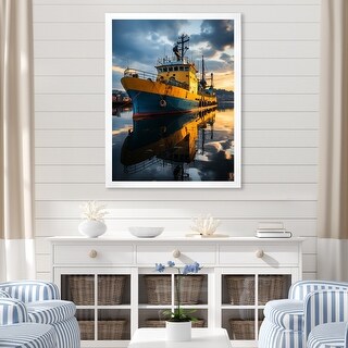 Designart "Port Port Of Contrasts II" Port Landscape Framed Wall Decor ...