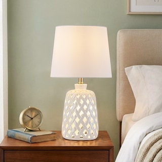C Cattleya 20-Inch Ceramic Table Lamp with Hollow Cut-Out Base, 3-Way ...