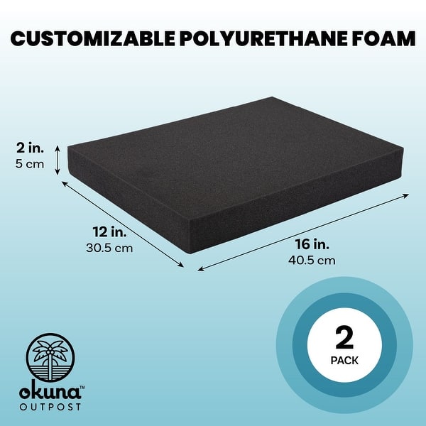 2 Pack Black Packing Foam Sheets, 2 Inch Polyurethane Cushioning ...