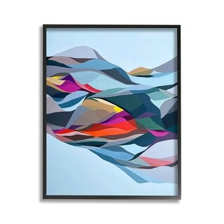 Stupell Flowing Geometric Shapes Framed Giclee Art Design By Erika ...