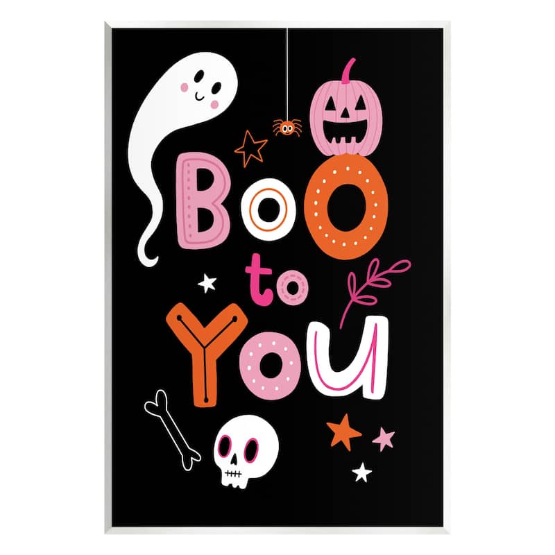 Stupell Boo To You Smiling Halloween Elements Wall Plaque Art by Nina ...