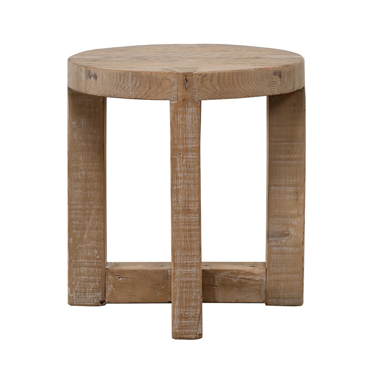 Artissance Round Rustic Side table Weathered Elm Wood 22x22x20H - On ...