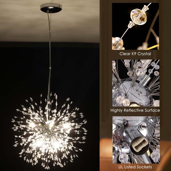 8/ 9-Light Modern Glam Sputnik Firework Pendant Sphere Starburst ...