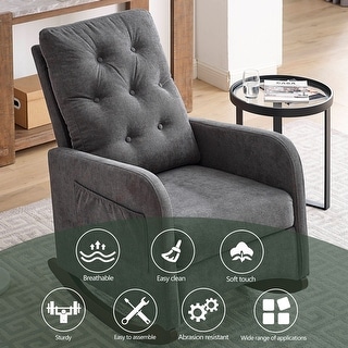 Modern High Back Rocking Chair Nursery Recliners Reading Chairs, Grey ...