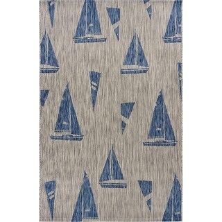5' X 7' Gray Sailboat Indoor Outdoor Area Rug - 6' x 7' - Bed Bath ...