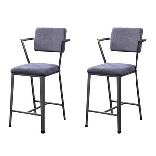 Grey and Gunmetal Open Back Counter Height Chairs (Set of 2) - Bed Bath ...