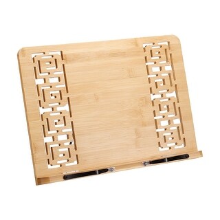 15.4x11" Book Stand, Bamboo Hollow Pattern Holder with Clips, Wood ...