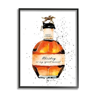 Stupell Whiskey is My Spirit Animal Quote Liquor Bottle Framed Giclee ...