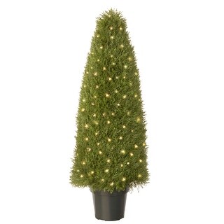 4'x17" Potted Upright Juniper Artificial Christmas Tree – Clear Lights ...