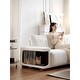 89" Velvet Sofa with Deep Seat, Ergonomic Design, and Built-In Pet Rest ...