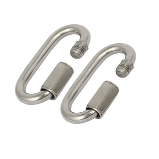 6mm Thickness Oval Shape Quick Link Chain Connector 2pcs - Silver Tone ...
