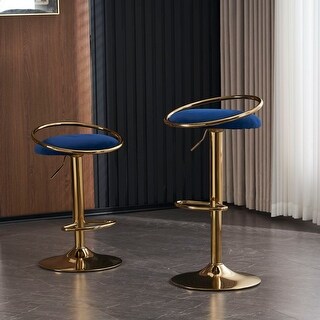 Velvet Padded Swivel Bar Stools Set of 2 Counter Height Adjustable ...