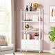 4-Tier White Bookshelf with 2 Drawers, Tall Bookcase with 4 Open Shelf ...