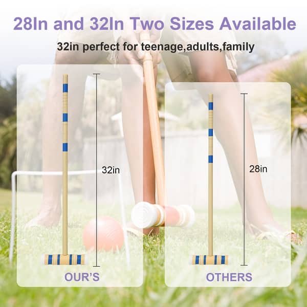 32inch 6 Player Deluxe Croquet Set, Wooden Outdoor Croquet Set with ...