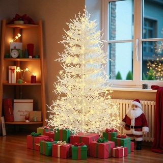 6ft Pre-Lit Artificial Aspen Fir Christmas Tree with 420 LED Lights, 623 PE Branch Tips & Hinged ...