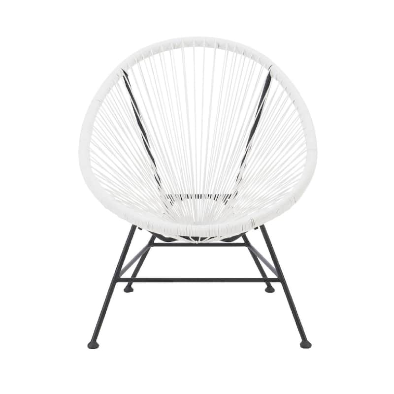 Accent Chair with Wicker Woven Seat and Metal Frame, White - Overstock ...