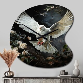 Designart - White Dove Messenger Of Peace - Dove Large Wall Clock in ...