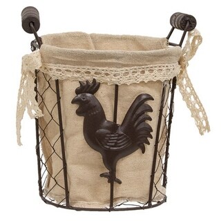 Fabric Lined Chicken Wire Rooster Bucket - Multi - Bed Bath & Beyond ...