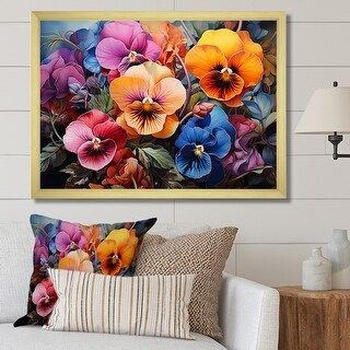 Designart "Colorful Pansy Garden I" Pansies Framed Wall Decor - Bed ...