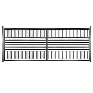 ALEKO Modern Garden Steel Dual Swing Driveway Gate Barcelona Style 16 x ...