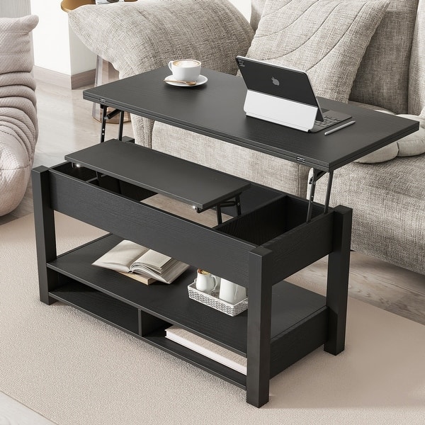 Lift Top Coffee Table Multi-Functional Coffee Table with Open Shelves ...