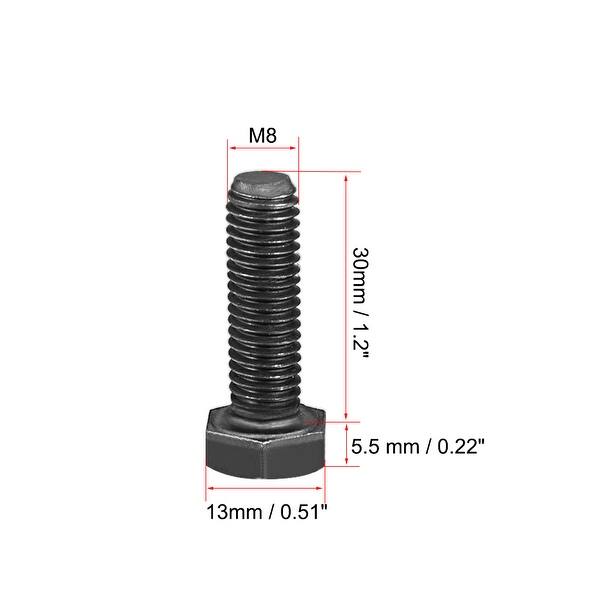 M8x30mm Hex Head Left Hand Screw Bolts Fastener Carbon Steel 3pcs ...
