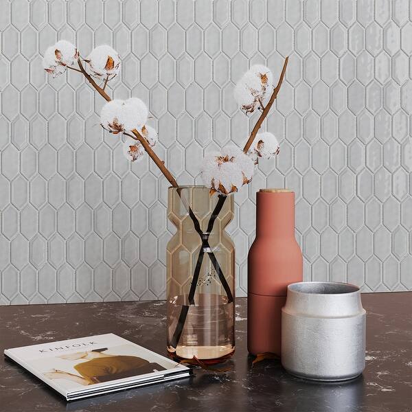 TileGen. Recycle Classic Bianaca Glass Mosaic in Ice Crack Grey Wall ...