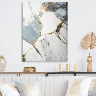 Designart 'Abstract Geode Gold And White Marble I' Abstract Marble ...