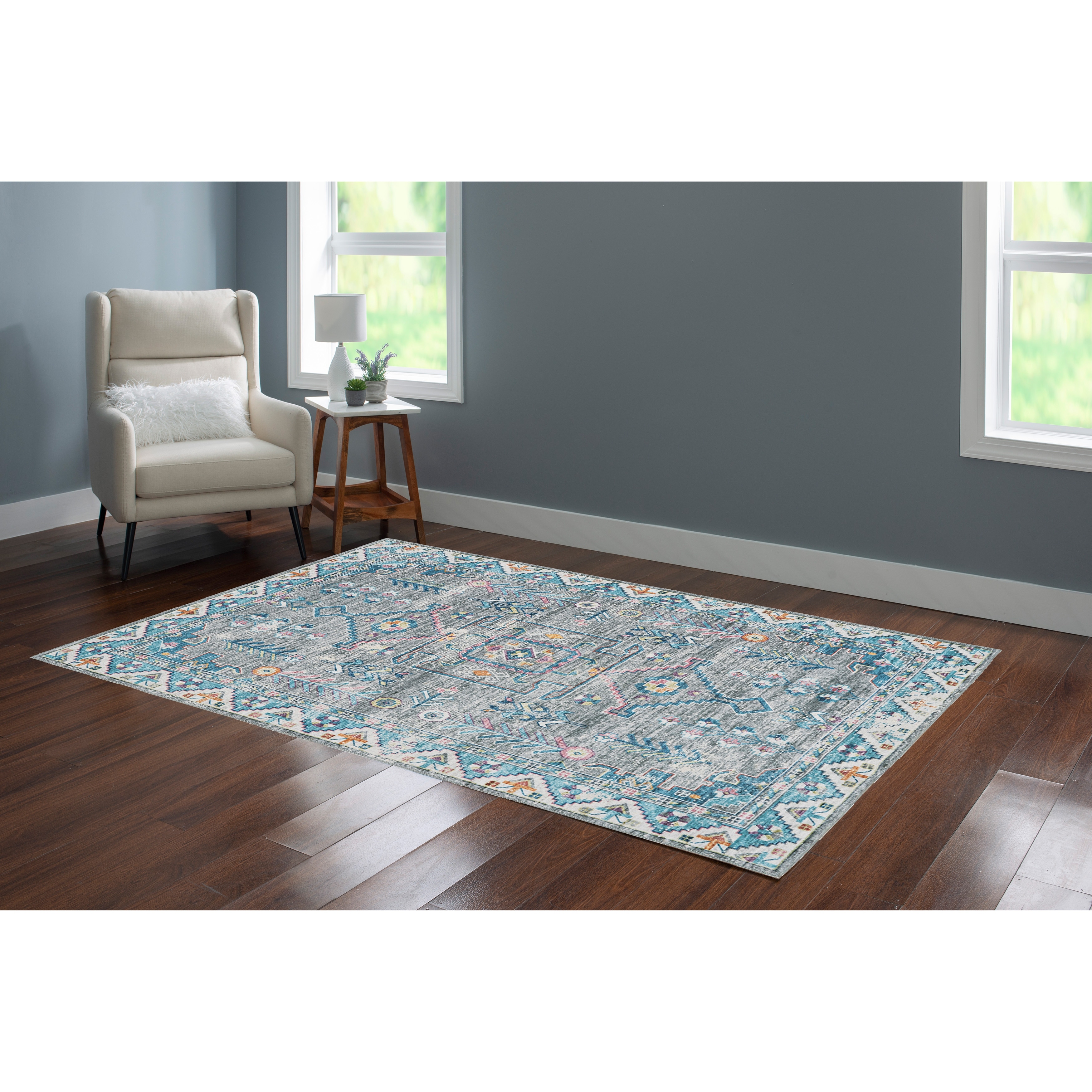 Julian Machine Washable Raspberry and Ivory Area Rug - Bed Bath ...