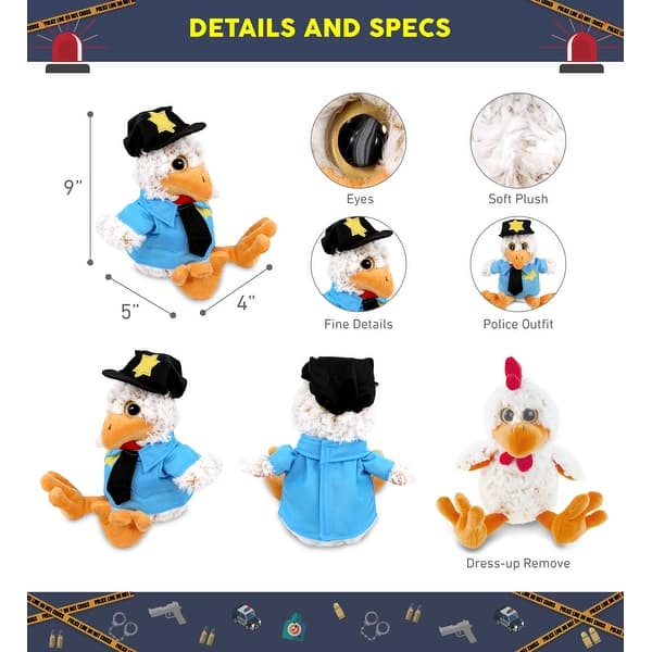 DolliBu Sitting Rooster Police Officer Plush with Cop Uniform and Cap ...
