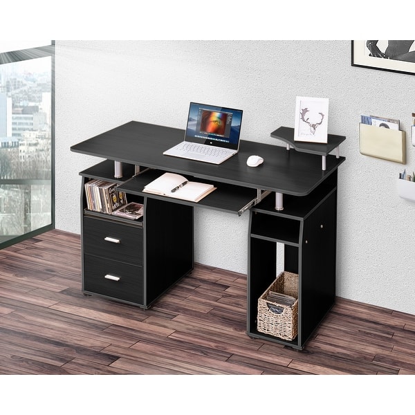 Essential Home Office Computer Desk with Pull Out Keyboard Tray and ...
