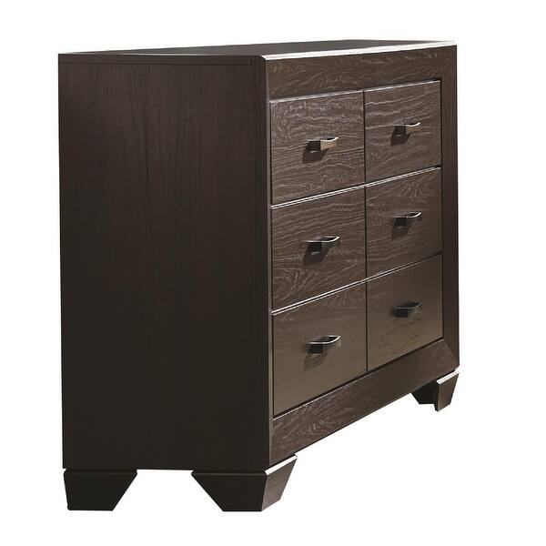 Wooden Transitional Six Drawer Dresser, Dark Cocoa Brown - Bed Bath ...