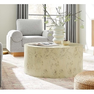 Penrod Mid-Century Burl Wood Round Coffee Table - Bed Bath & Beyond ...