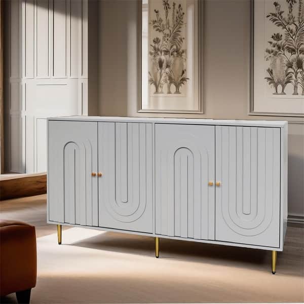 Modern Lacquered 4 Door Wooden Cabinet Sideboard Buffet Server Cabinet ...