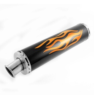 Unique Bargains Motorcycle Gold Tone Fire Pattern Black Slanted Cut ...