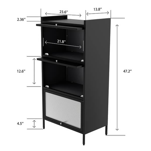 3 Tier Metal Storage Cabinet with Transparent Flip Up Door Design - Bed ...