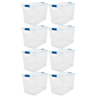 Homz 112 Quart Heavy Duty Clear Plastic Stackable Storage Bins, 8 Pack ...