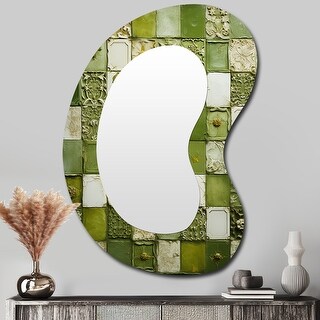 Botanicals Green Floral Tiles III - Abstract Tile Wall Mirror In Boom ...