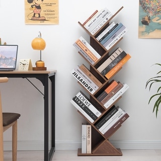 Tree Book Shelf Desktop Wood Rack Tree Shape Desk Shelf Album Storage ...