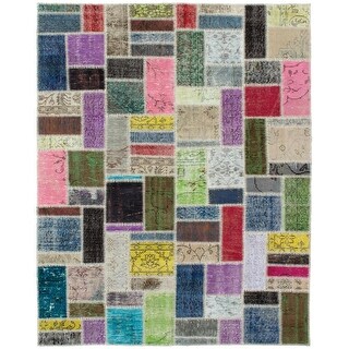 ECARPETGALLERY Hand-knotted Color Transition Patchwork Multi Wool Rug ...